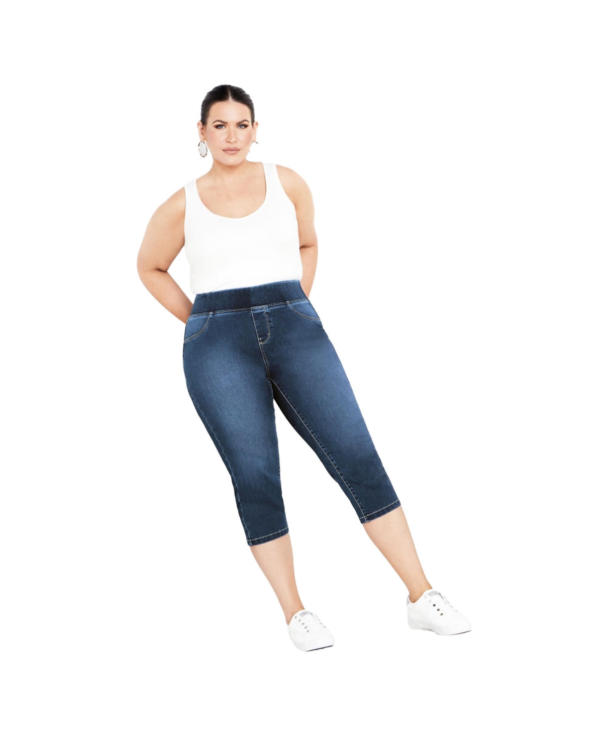 Click here for Avenue Womens Butter Denim Pull On Crop Jean - Mid... prices