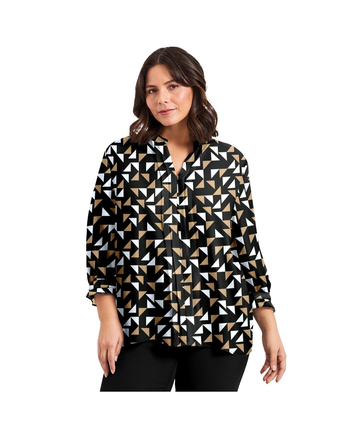 Click here for Avenue Womens Plus Size Pintuck Popover Top - Blac... prices