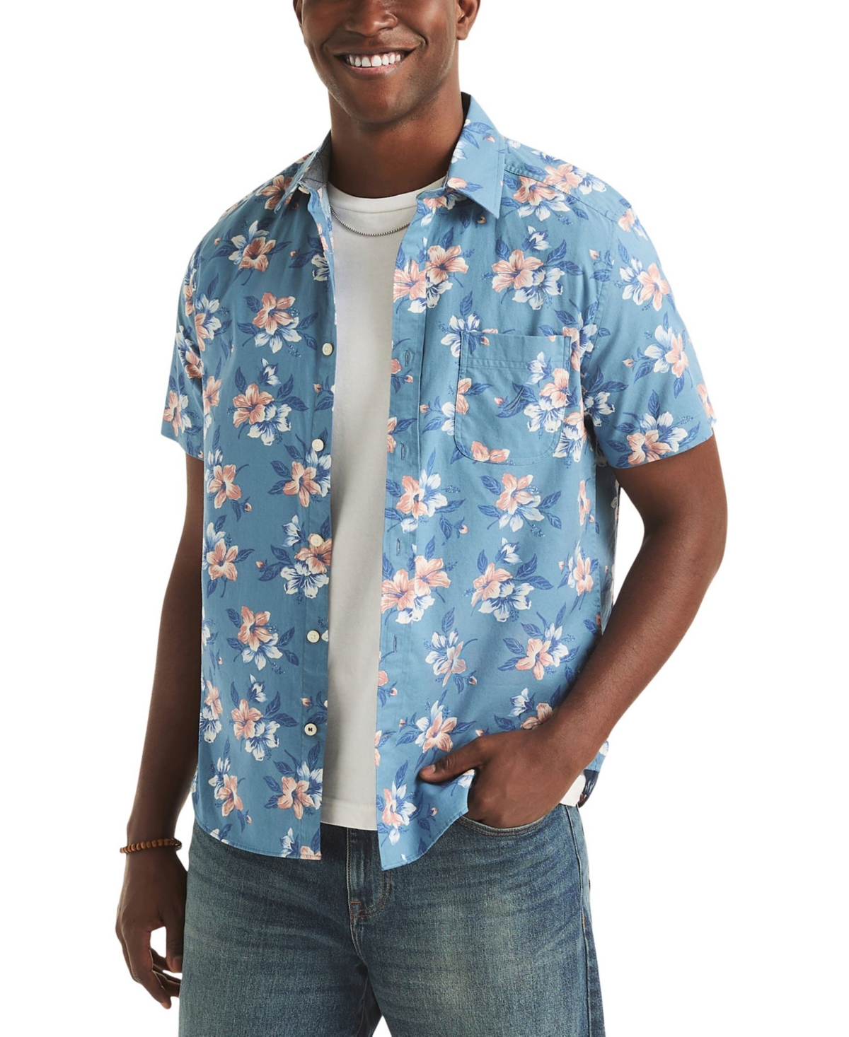 Click here for Nautica Mens Printed Short-Sleeve Shirt - Blue Ste... prices