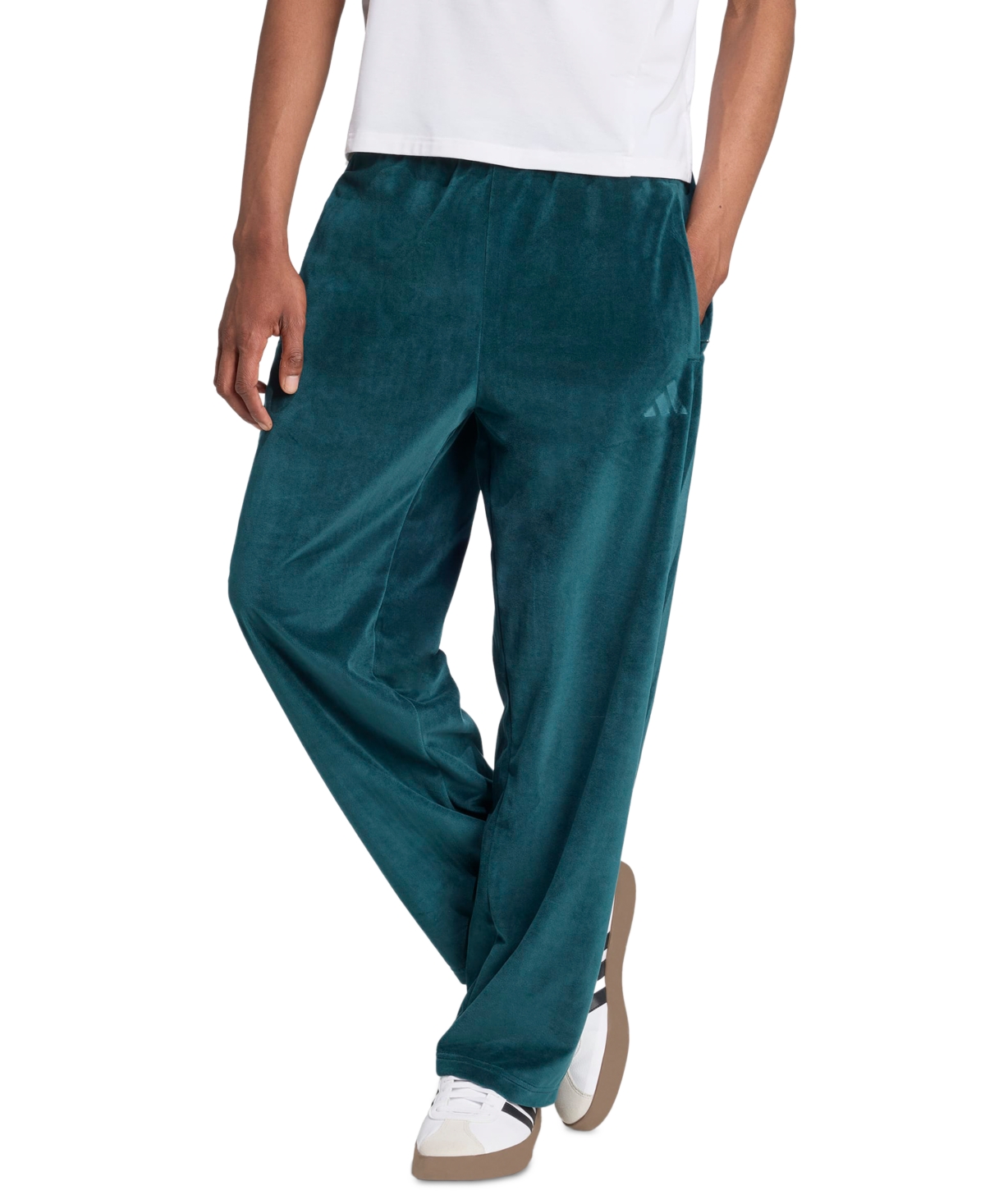adidas Mens Relaxed-Fit Velour Tiro Track Pants - Aurora Ivy