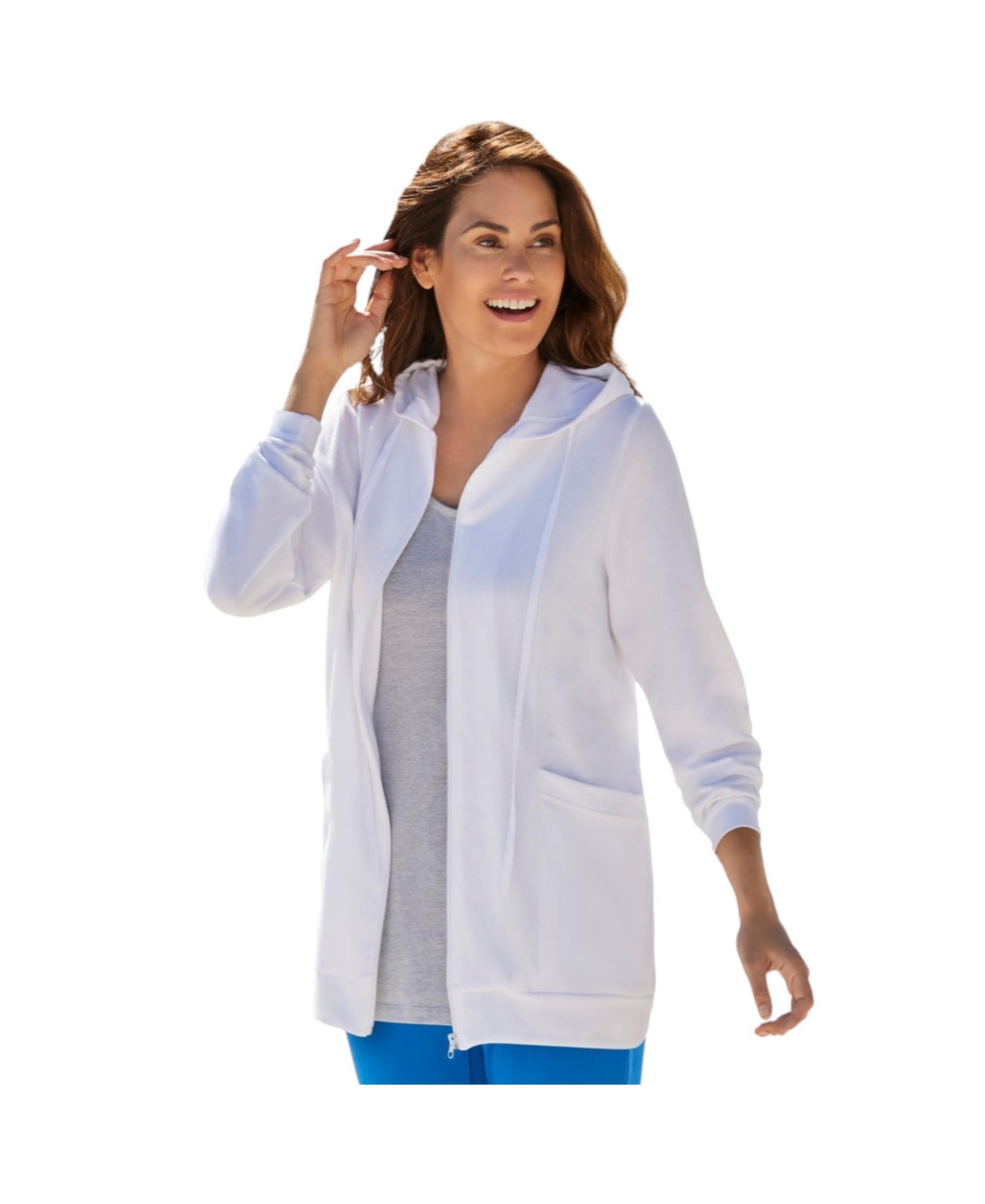 Click here for Woman Within Womens Within Zip Front Tunic Hoodie... prices