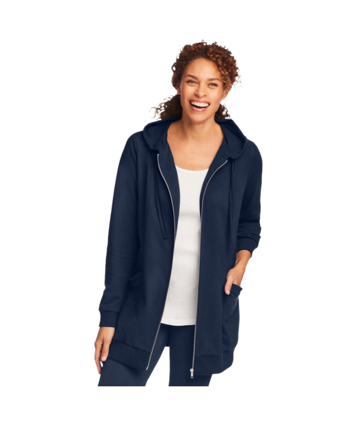 Click here for Woman Within Womens Within Zip Front Tunic Hoodie... prices