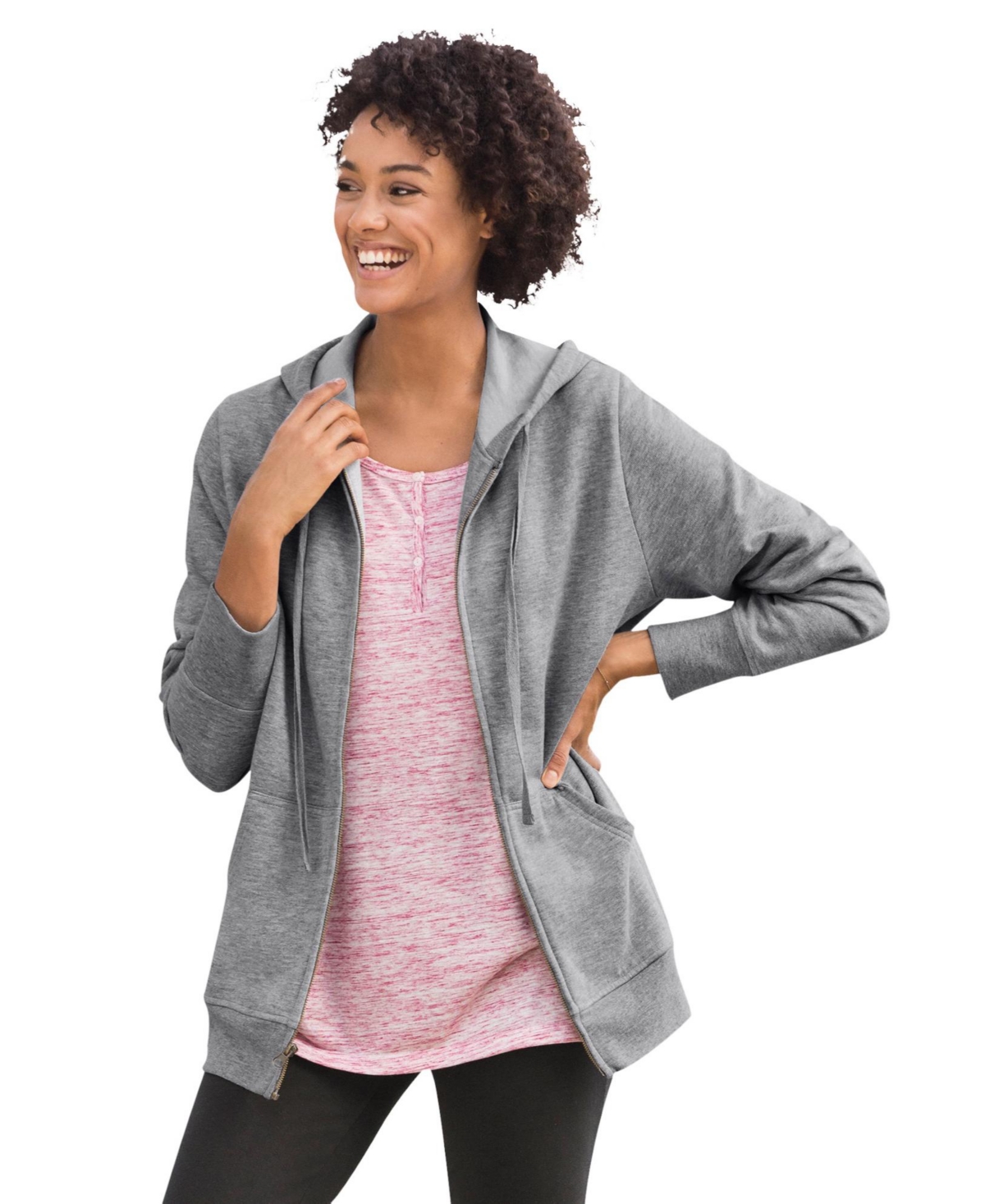 Click here for Woman Within Plus Size Zip Front Tunic Hoodie Jack... prices