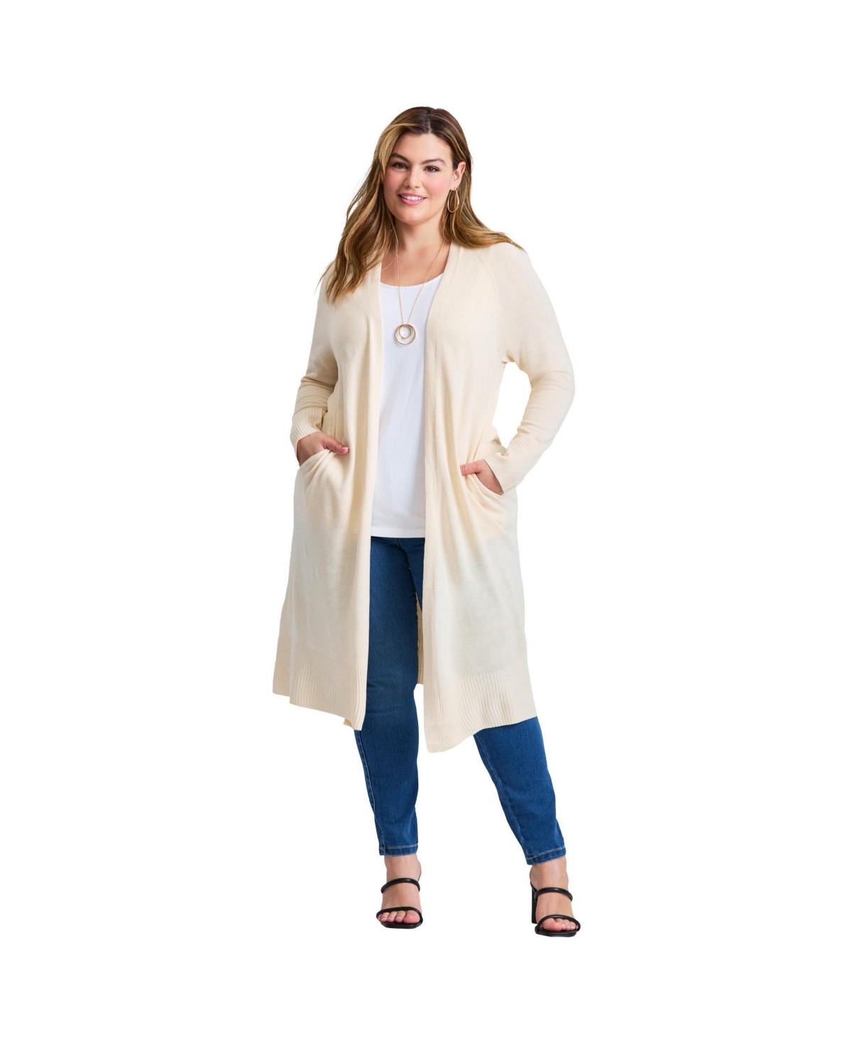Click here for Avenue Womens Raglan Sleeve Duster Cardigan - Oatm... prices