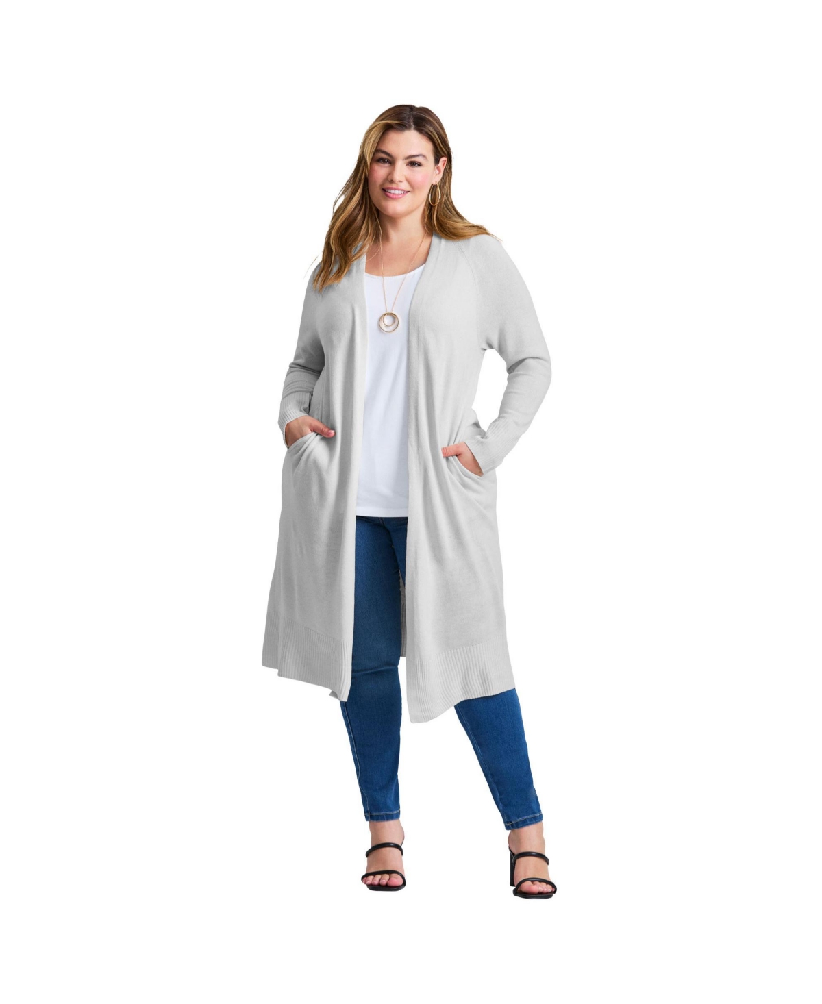 Click here for Avenue Womens Raglan Sleeve Duster Cardigan - Ligh... prices