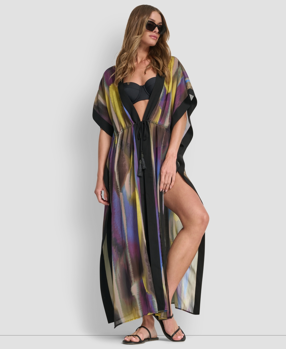Click here for Dkny Womens Tie-Front Cover-Up Kaftan - Peacock Po... prices