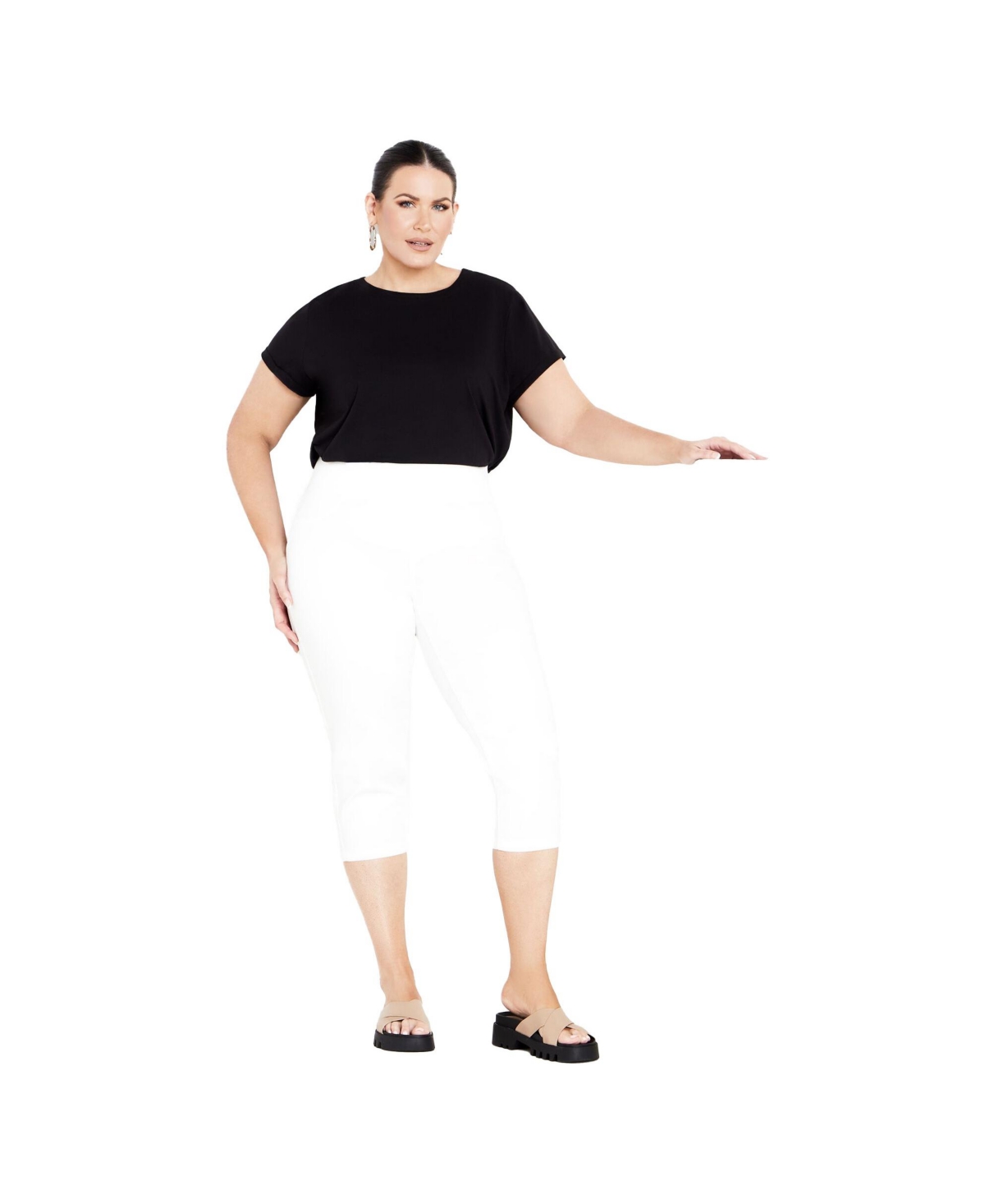 Click here for Avenue Womens Butter Denim Pull On Crop Jean - Whi... prices