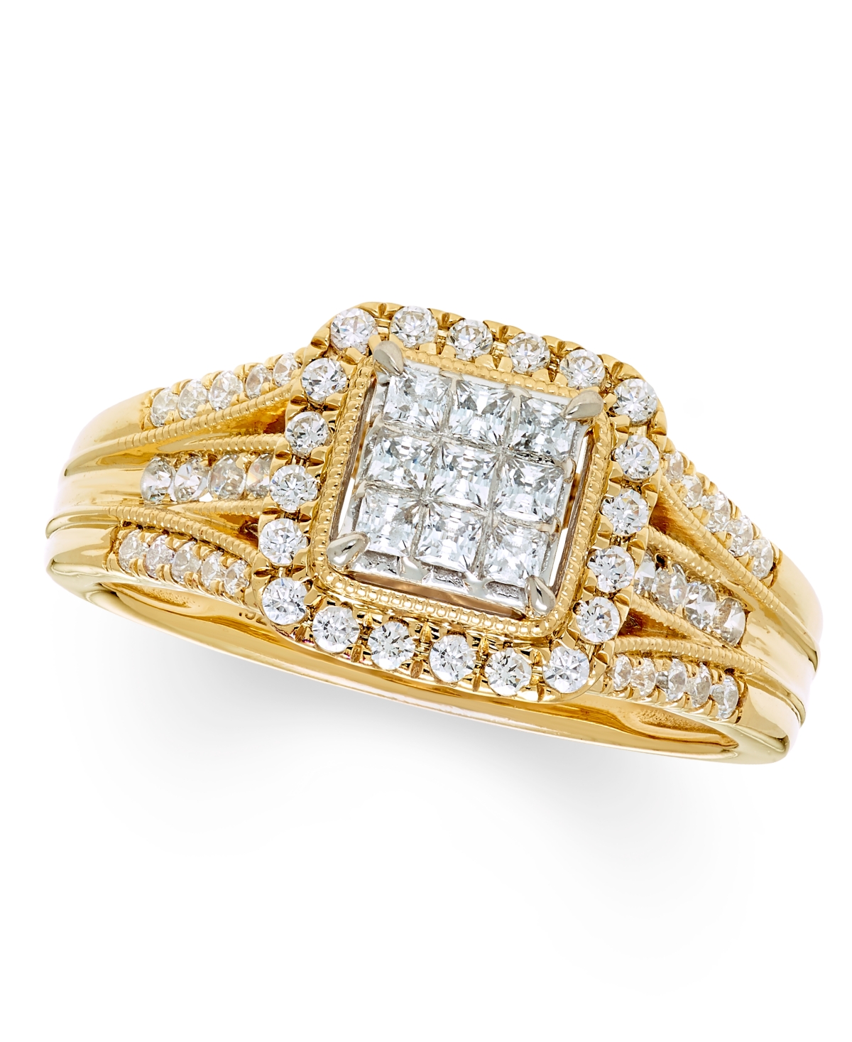 Click here for Macys Diamond Multi Princess Halo Ring (1/2 ct. t.... prices