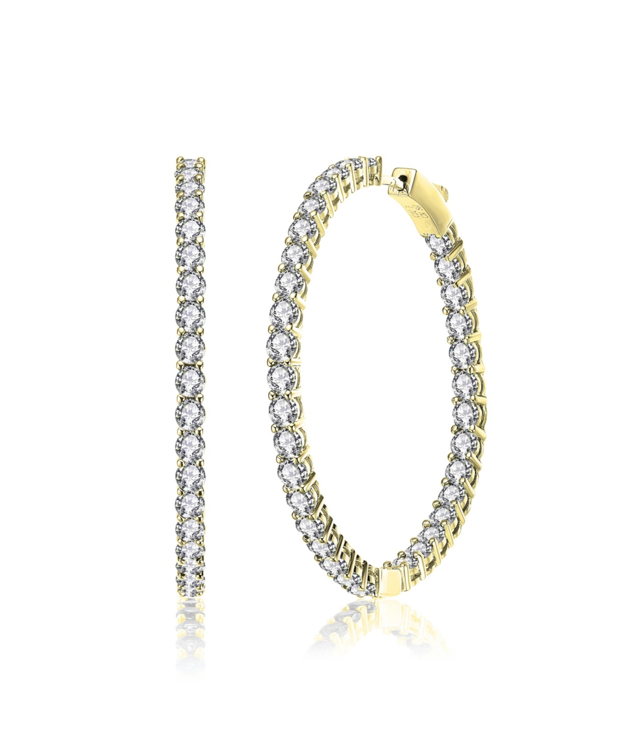 Click here for Rhodium Plated Cubic Zirconia Hoop Earrings - Gold prices