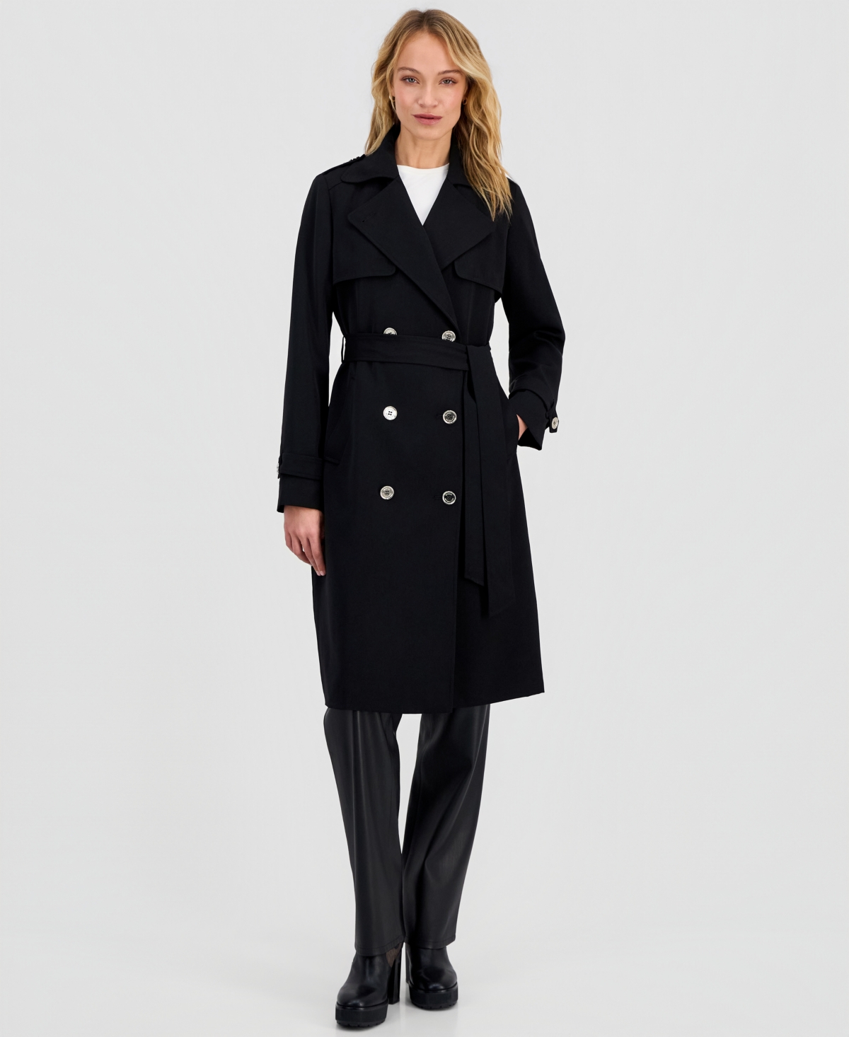 Click here for Michael Michael Kors Petite Double-Breasted Belted... prices