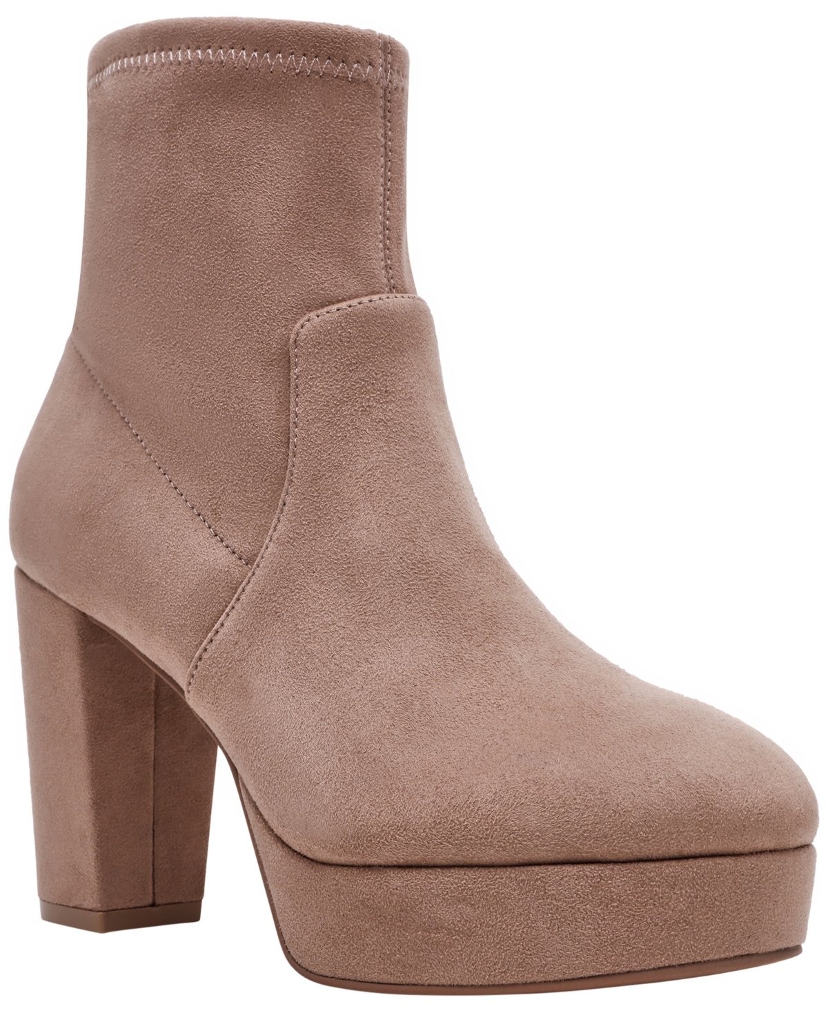 Anne Klein Womens Volt Platform Block Heel Dress Booties - Sand Suede
