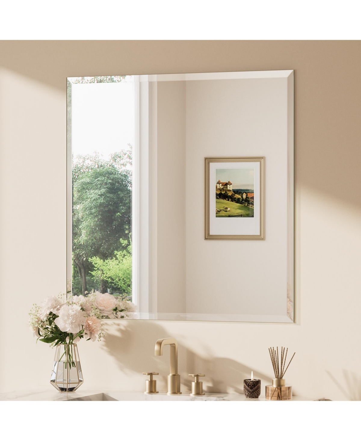 Click here for Keonjinn Inch Beveled Bathroom Vanity Mirror Shatt... prices