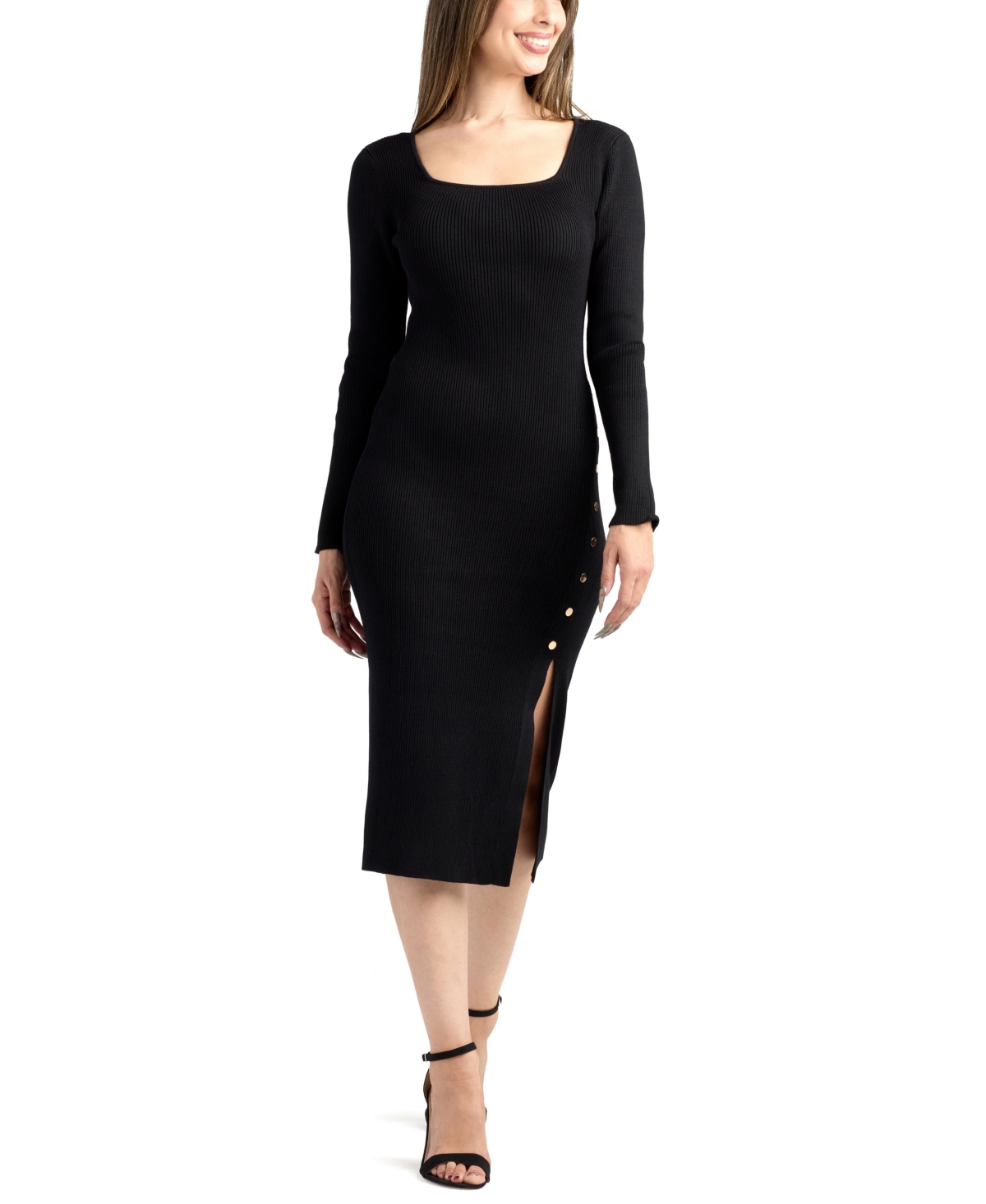 Click here for Bcx Juniors Square Neck Sweater Dress - Black prices