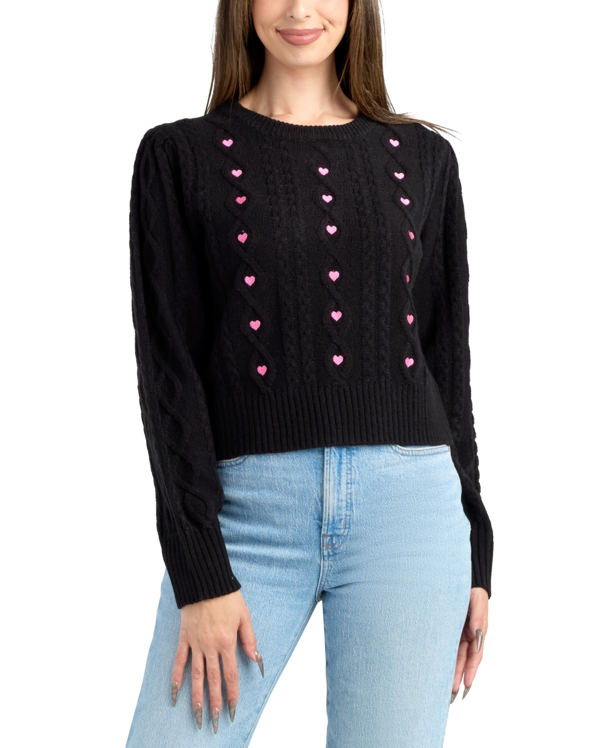 Click here for Bcx Juniors Crewneck Long-Sleeve Sweater - Black prices