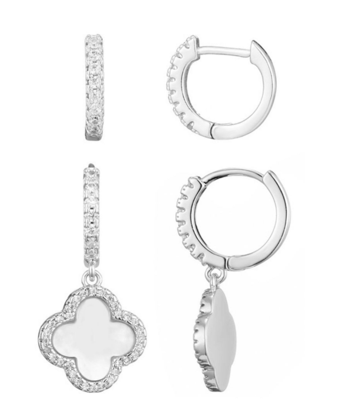 Click here for Adornia Gold Cz Halo Clover Huggie Earrings Set -... prices