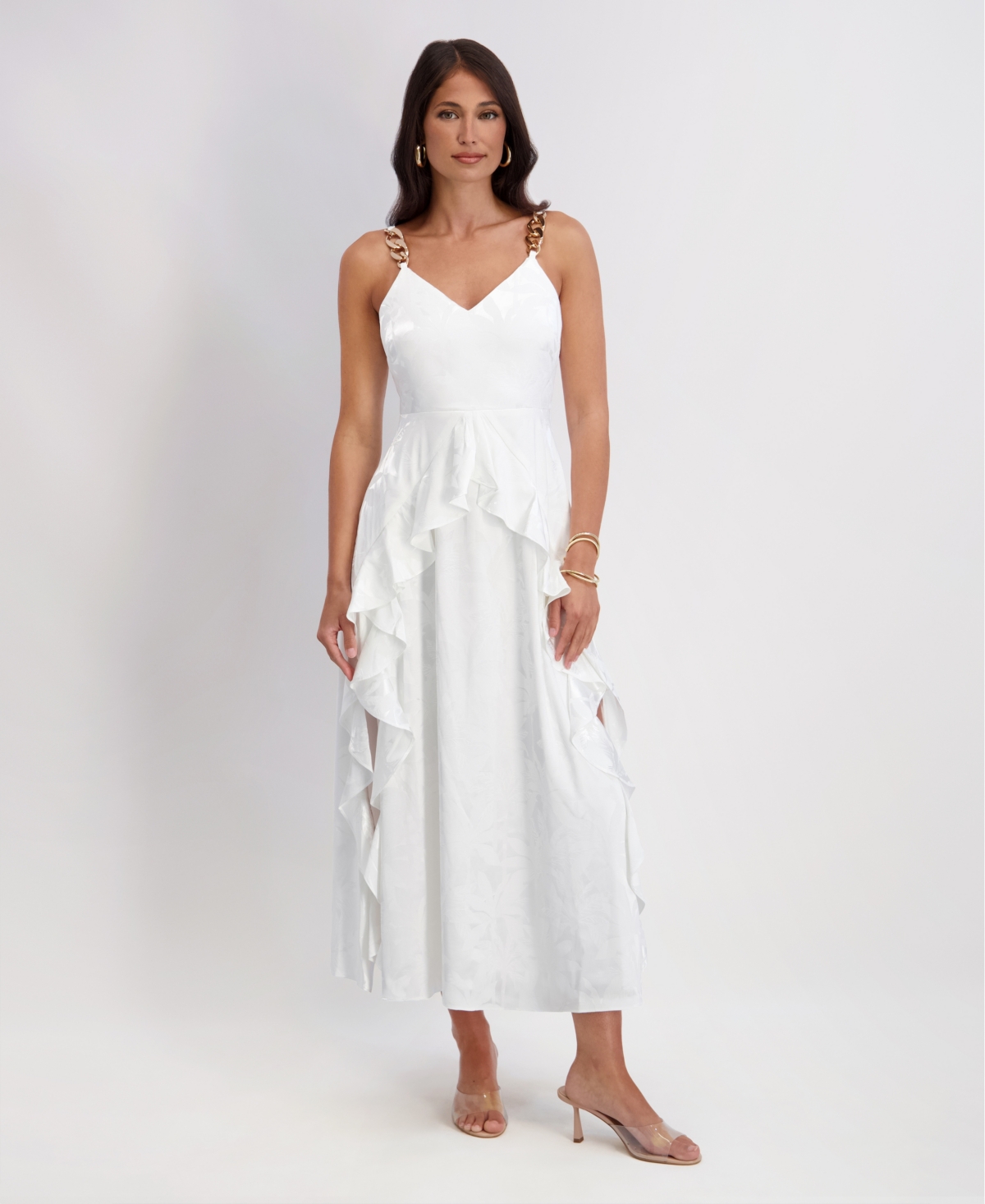 Click here for Siena Womens V-Neck Long Dress - White prices