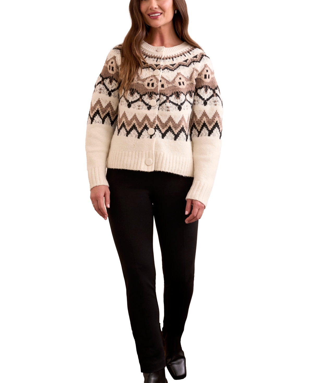 Click here for Tribal Womens Fair Isle Button Front Sweater Cardi... prices