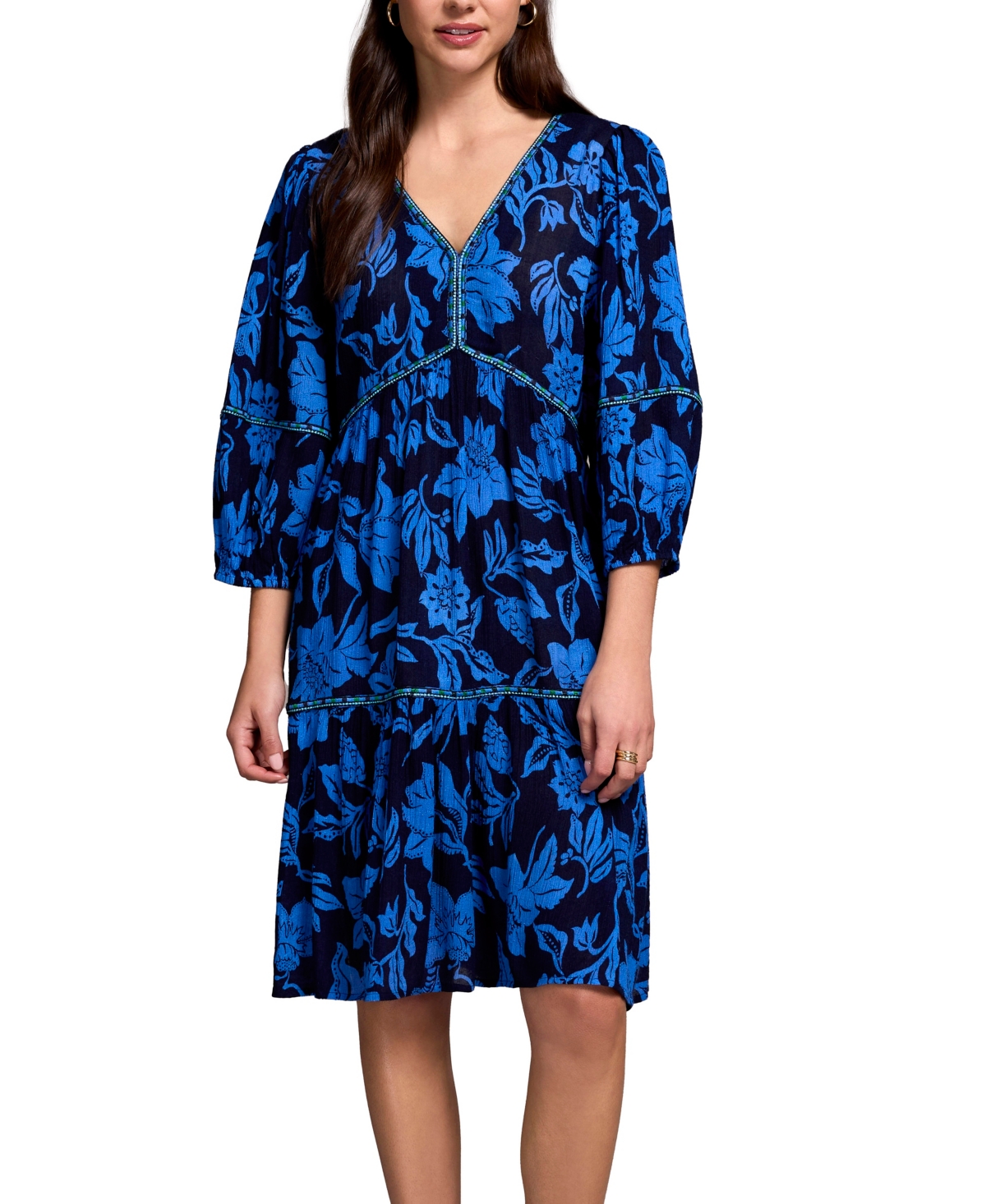 Click here for Tribal Womens Printed Jacquard Embroidered V-Neck... prices