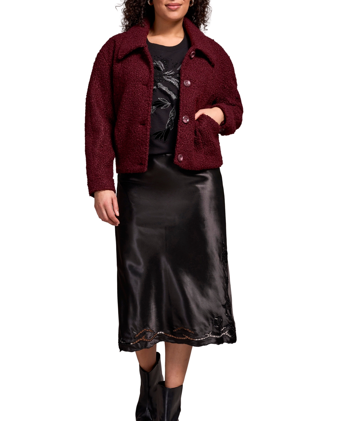 Click here for Tribal Womens Soft Boucle Button-Front Jacket - Pa... prices