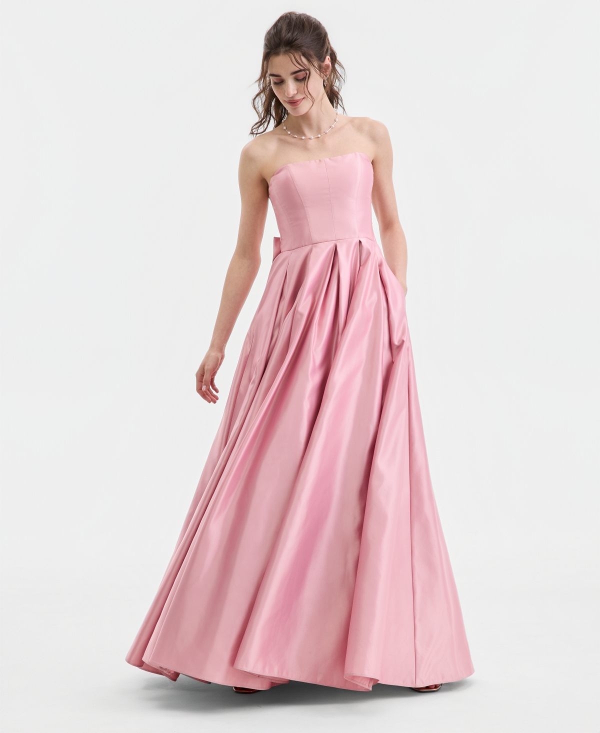 Click here for B Darlin Juniors Strapless Bow-Back Gown - DUSTY B... prices