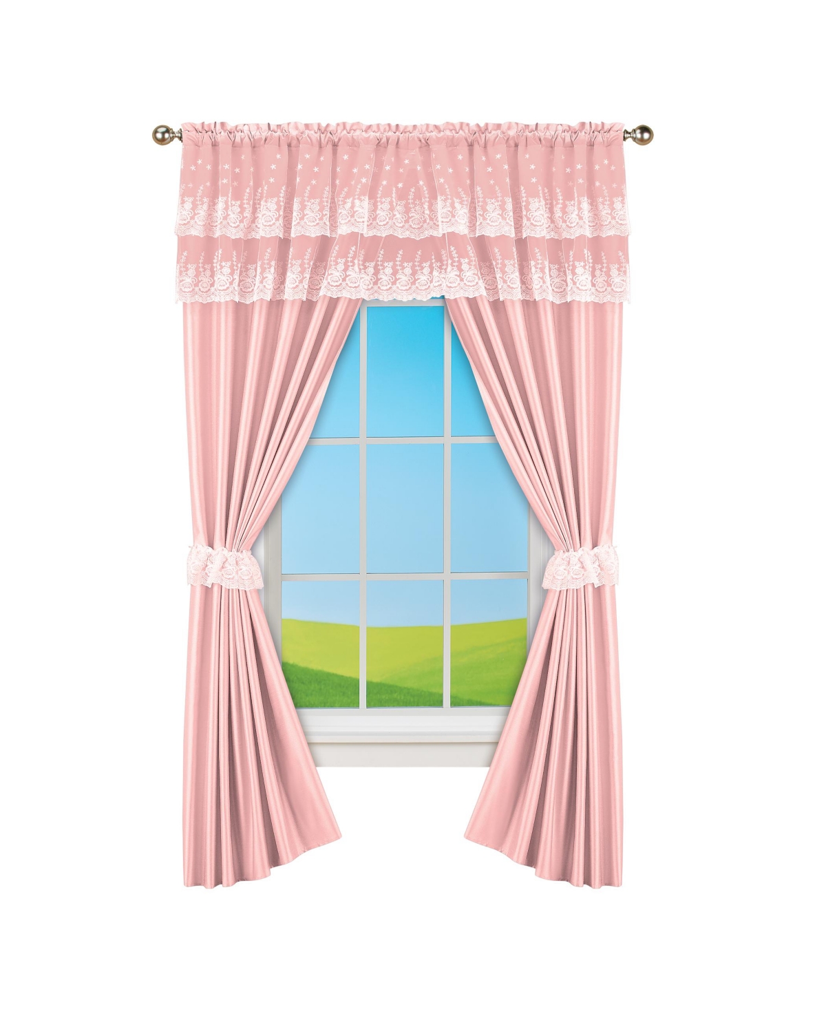 Click here for Collections Etc Lace Accent 2-Piece Window Curtain... prices
