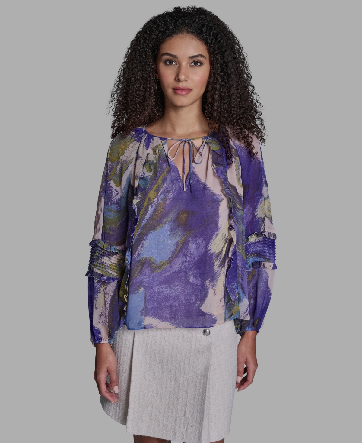 Click here for Bcbg Womens Long-Sleeve Tie Detail Pull-On Top - S... prices