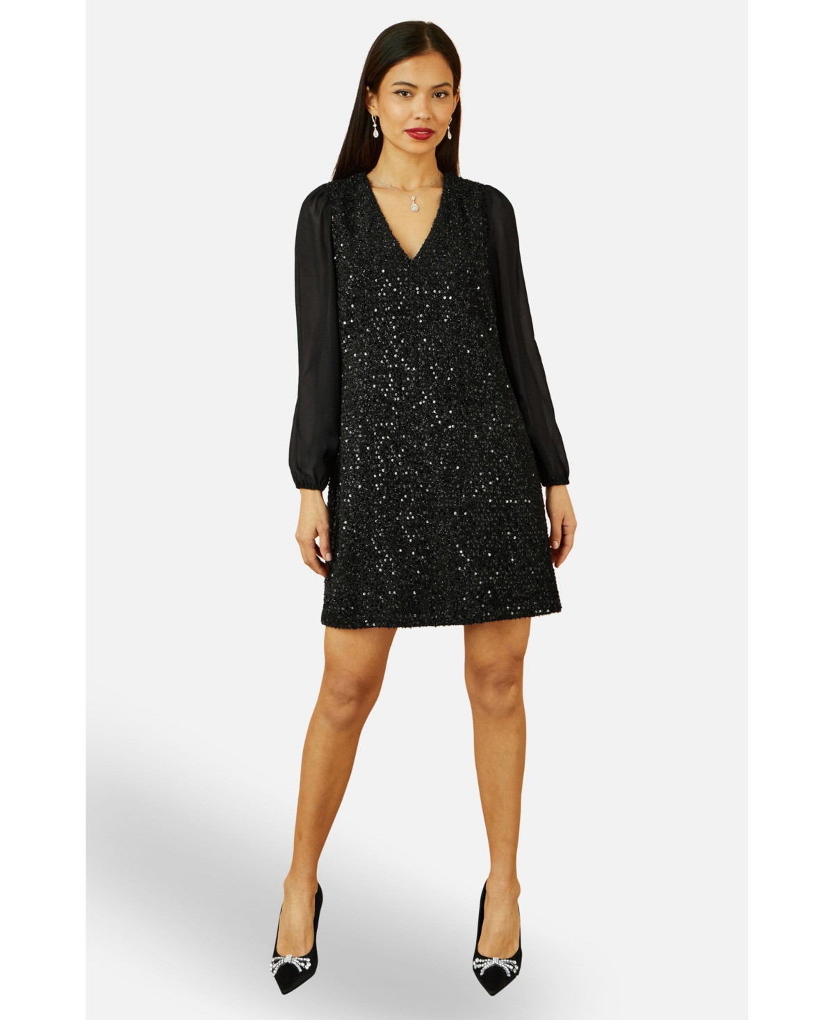 Click here for Yumi Womens WomensSequin Tunic Dress With Tie Back... prices