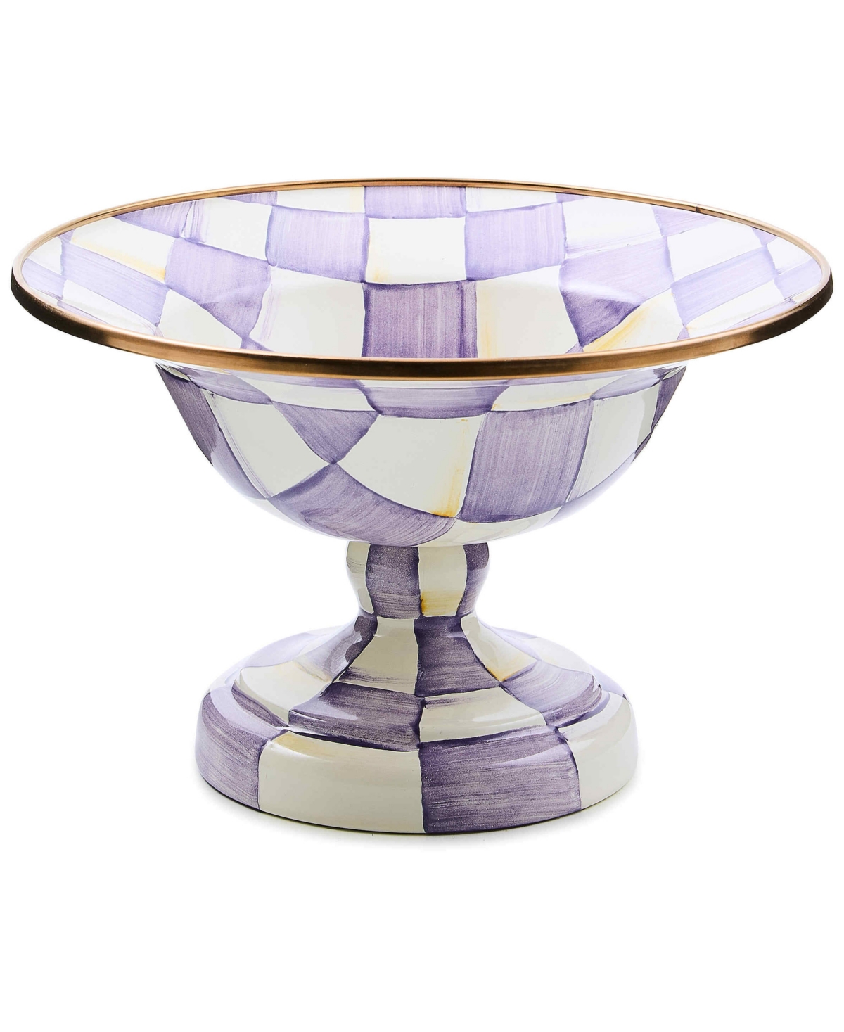 Click here for MacKenzie-Childs Violet Check Small Compote - Viol... prices