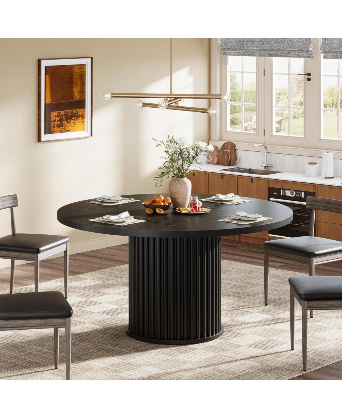 Click here for Tribesigns Black Round Dining Table for 4-6 People... prices