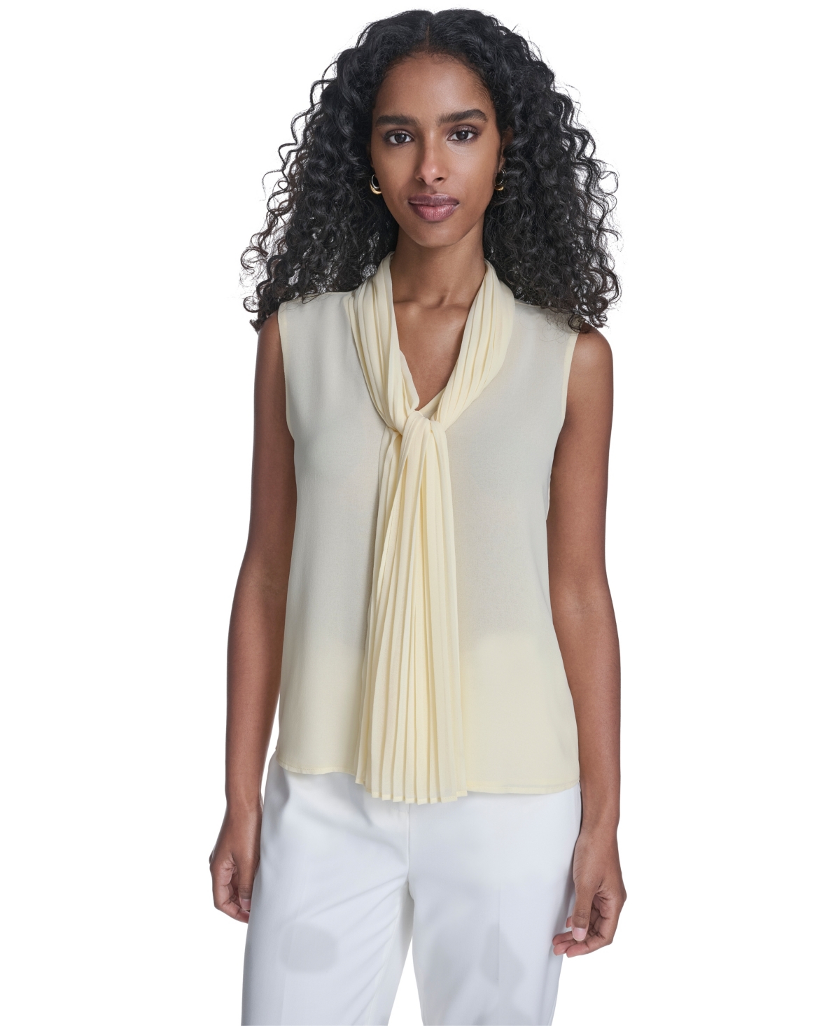 Click here for Calvin Klein Petite Sleeveless V-Neck Top - Double... prices