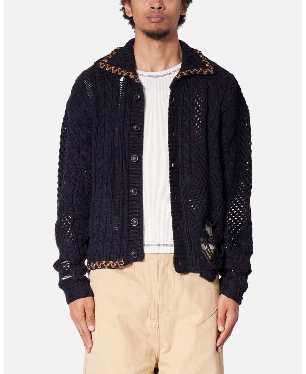 Click here for mnml Mens Chunky Distressed Knit Cardigan prices