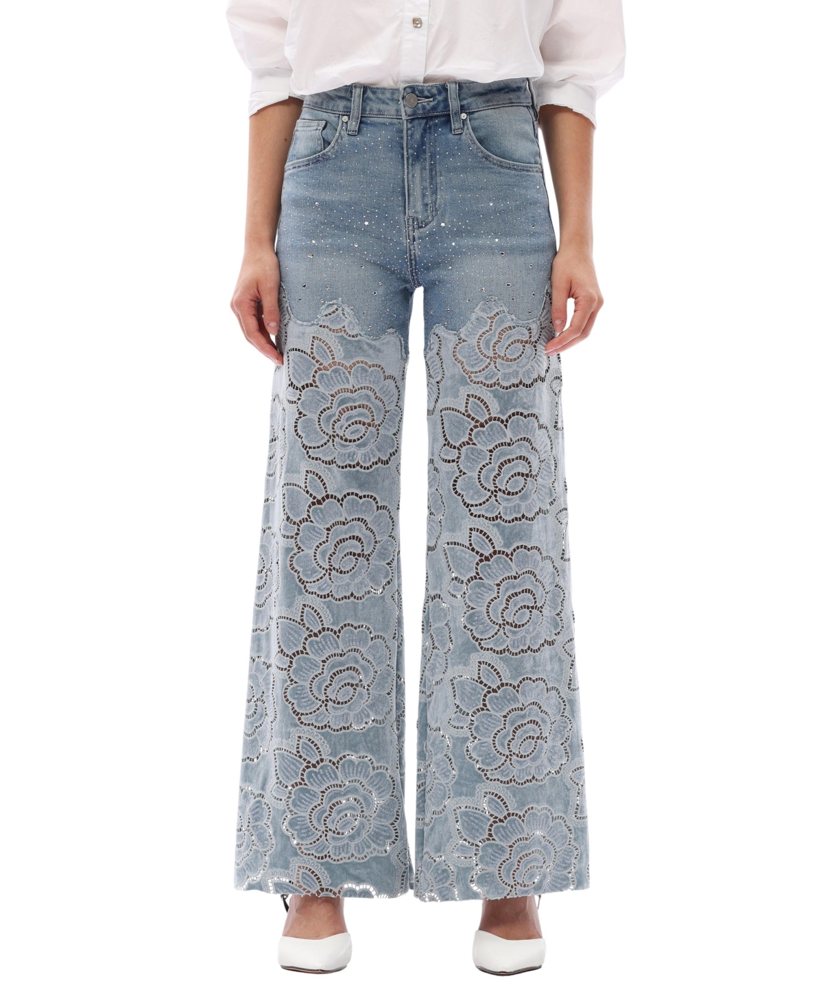 Click here for Bayeas Womens Lace Embroidered High-Rise Wide-Leg... prices