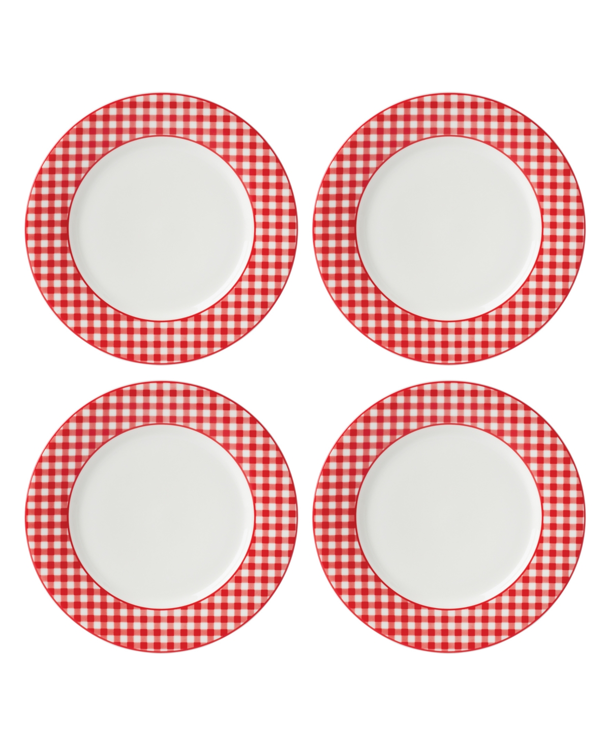 Click here for Lenox Gingham Dinner Plates  Set of 4 - Red prices