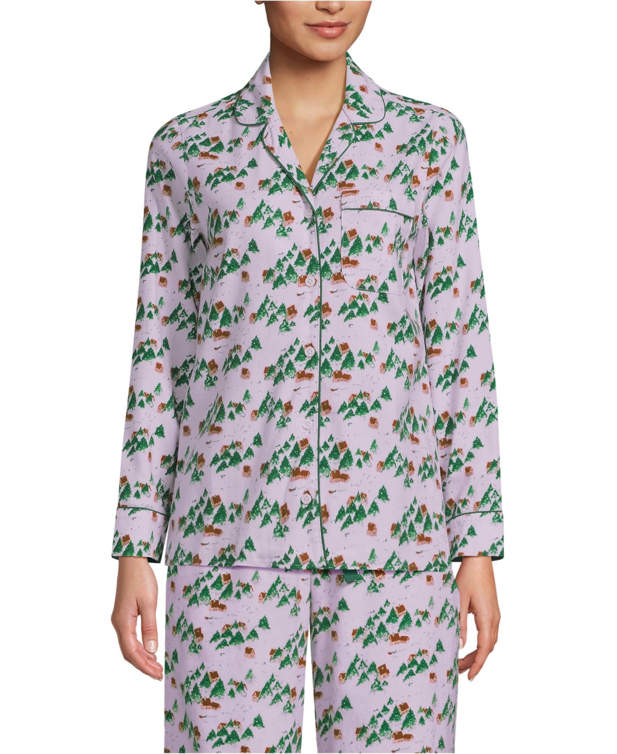 Click here for Lands End Womens Long Sleeve Print Flannel Pajama... prices