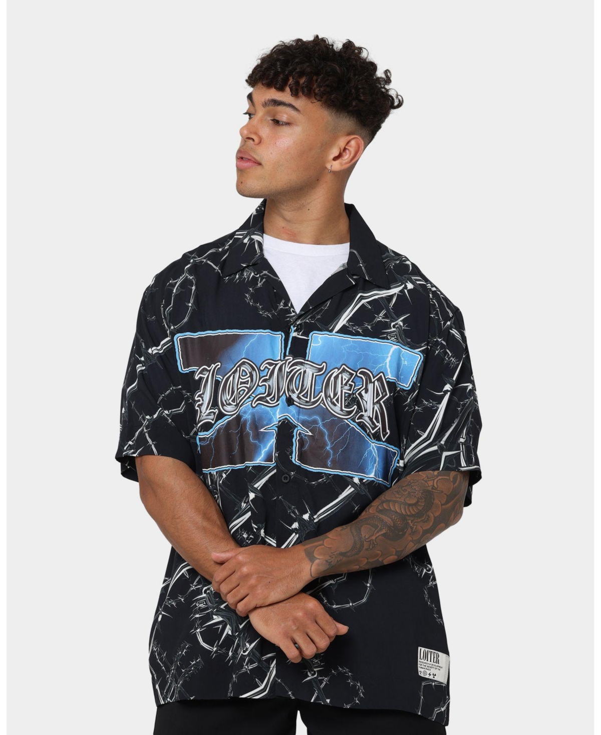 Click here for Loiter Mens Frontline Button Up Shirt - Black prices