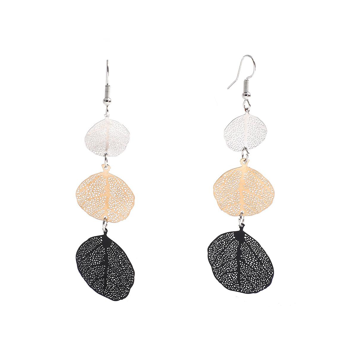 Click here for Sohi Womens Silver Metallic Drop Earrings - Black prices