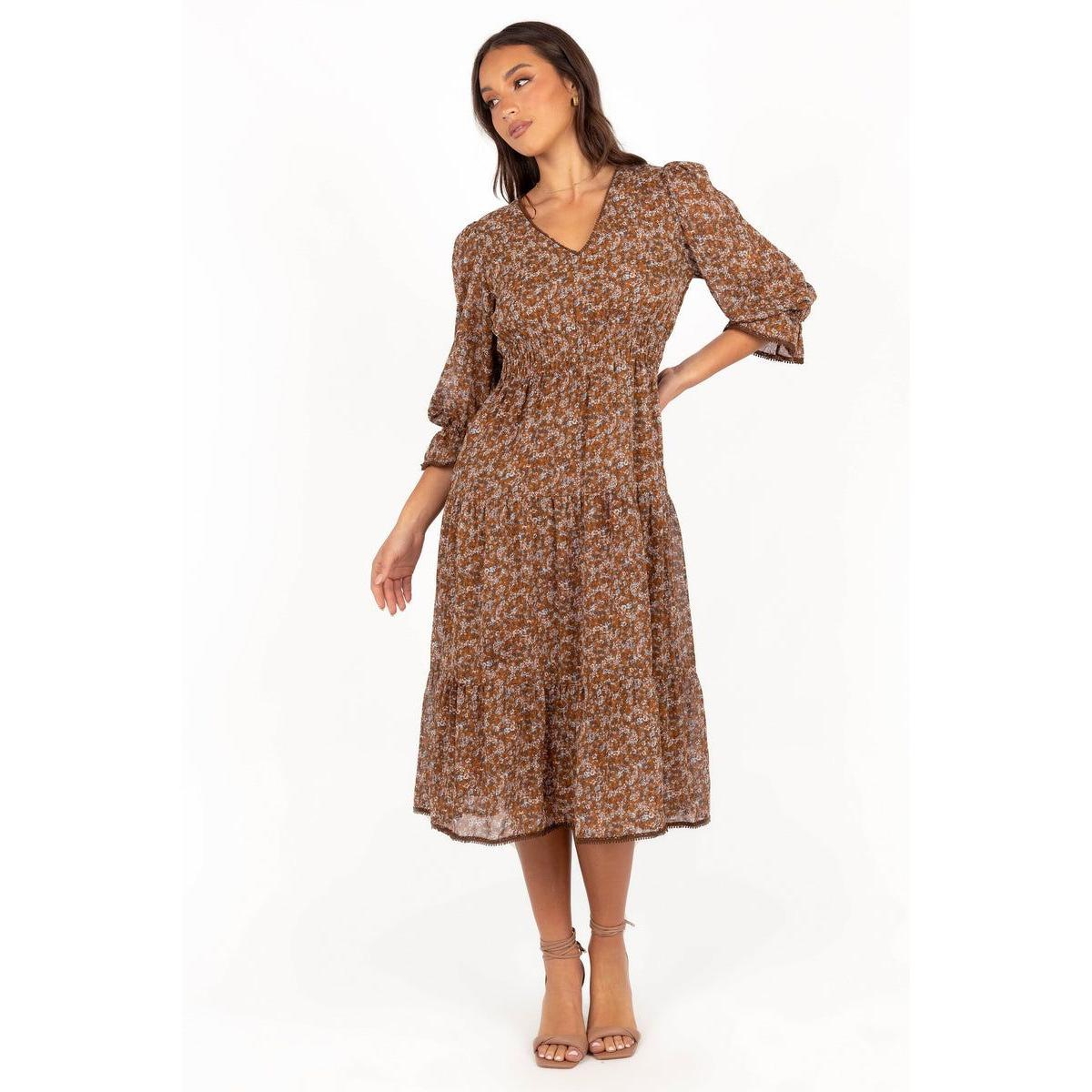 Click here for Petal and Pup Womens Simone Midi Dress - Camel prices