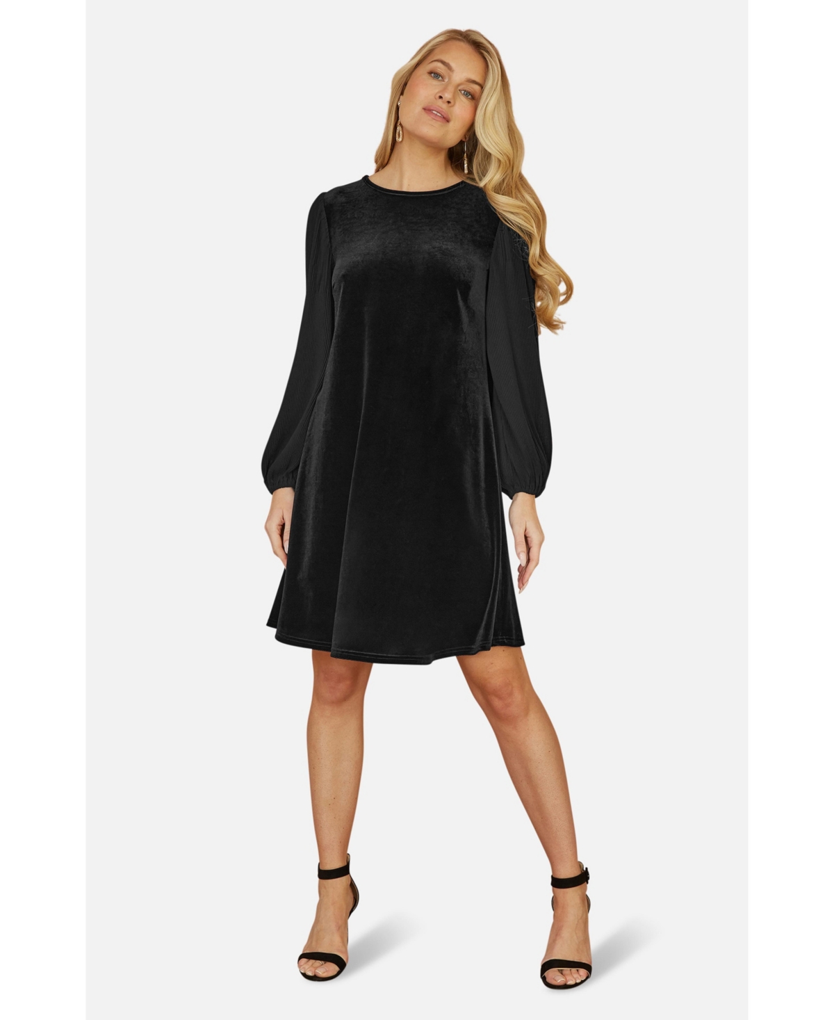 Click here for Yumi Womens Velvet Tunic Dress - Black prices