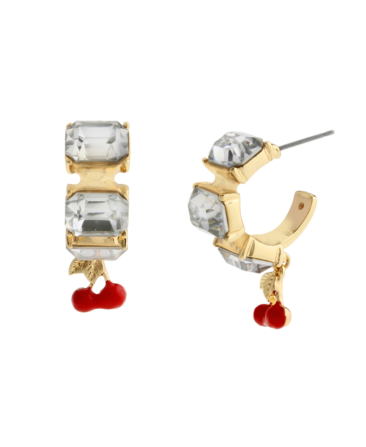 Click here for Steve Madden Faux Stone Cherry Charm Gem Hoop Earr... prices