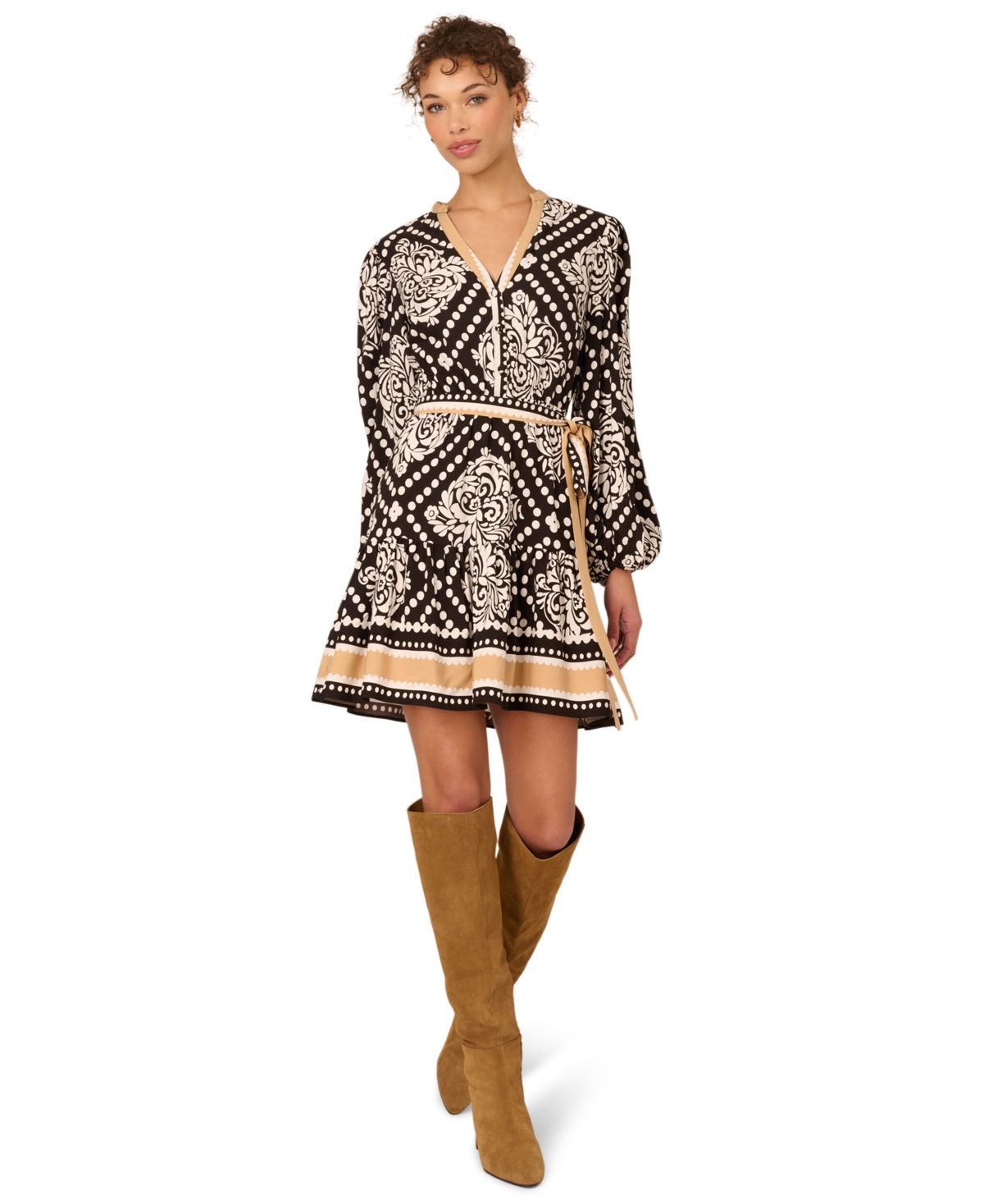 Click here for Adrianna Womens Printed V-Neck Dress - Black/ivory prices