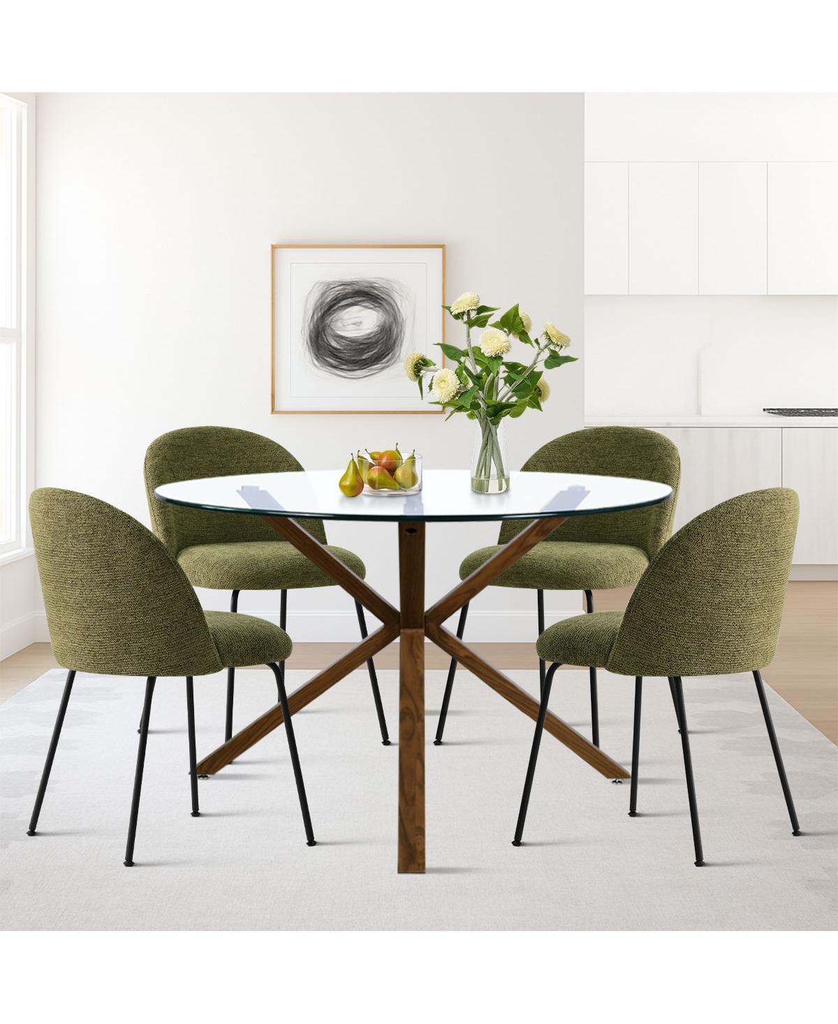 Click here for 5-Piece Round Glass Dining Table Set  Modern Kitch... prices