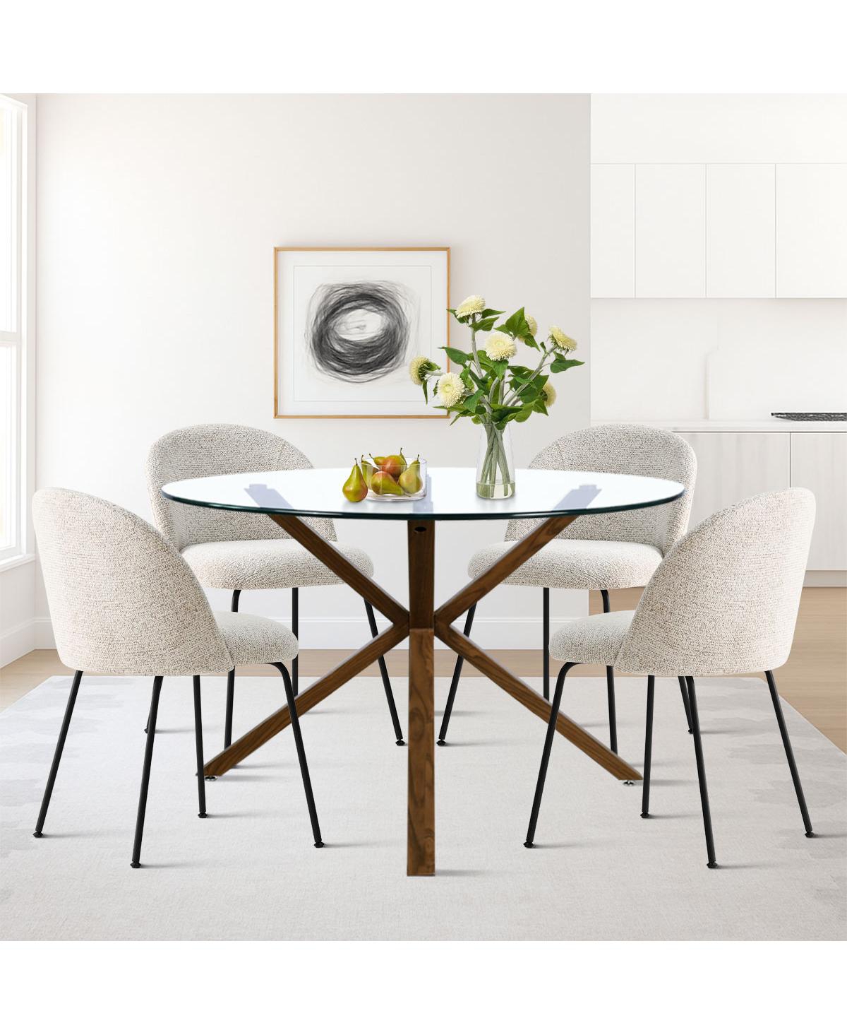 Click here for 5-Piece Round Glass Dining Table Set  Modern Kitch... prices