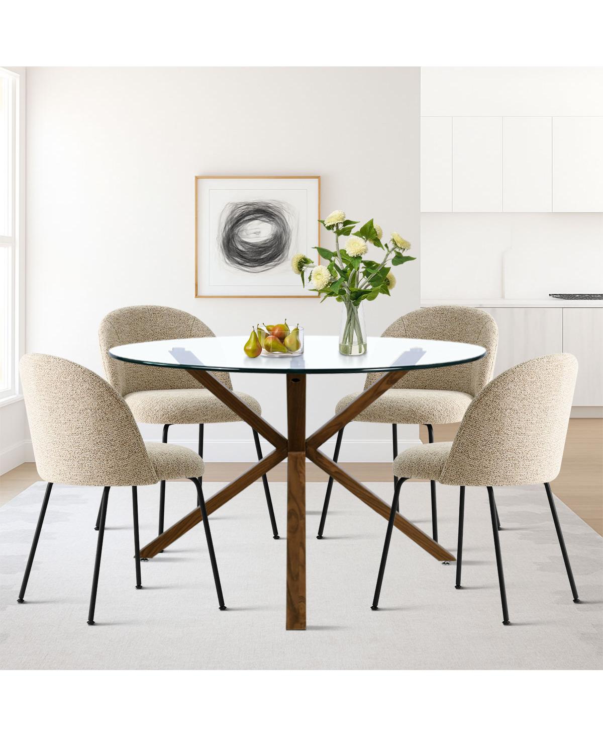 Click here for 5-Piece Round Glass Dining Table Set  Modern Kitch... prices