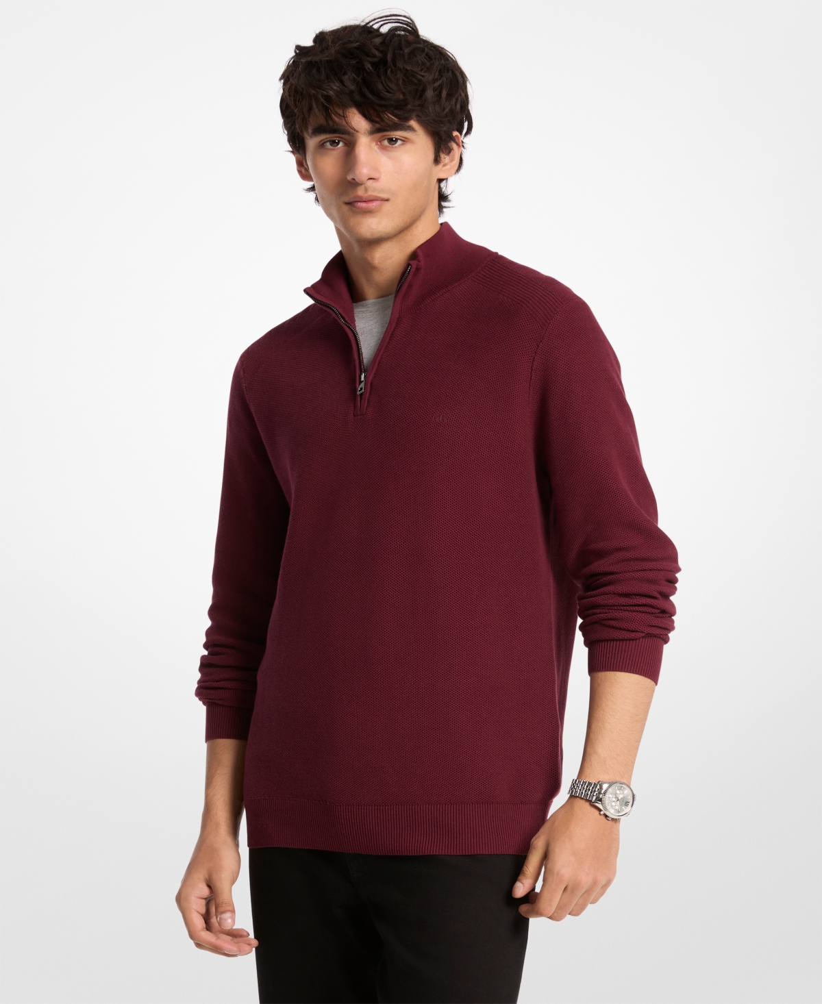 Click here for Michael Kors Mens Mouline Texture Quarter-Zip Swea... prices