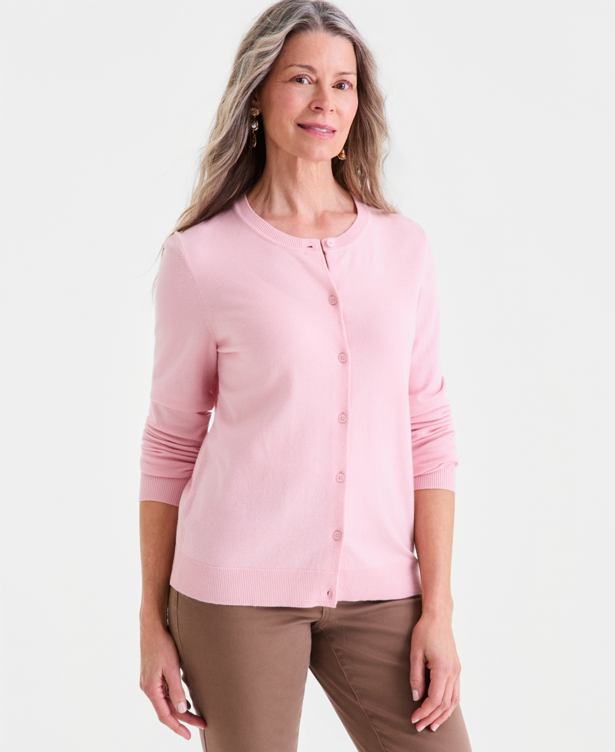 Click here for Style & Co Womens Button-Down Long-Sleeve Cardigan... prices