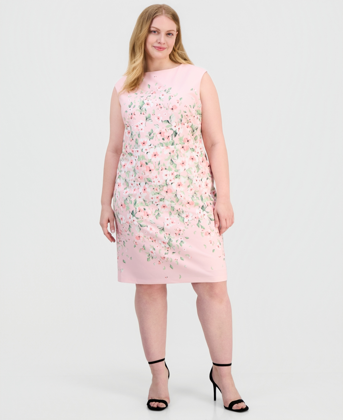 Click here for Kasper Plus Size Floral Sleeveless Sheath Dress -... prices