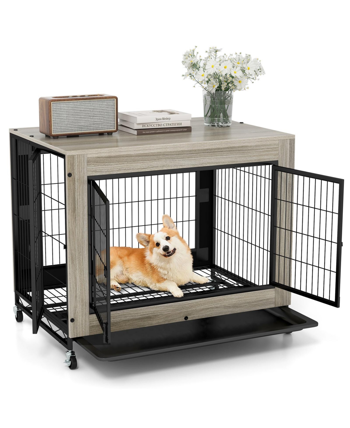 Click here for Sugift Industrial Dog Kennel with Flip-up Top 3 Lo... prices