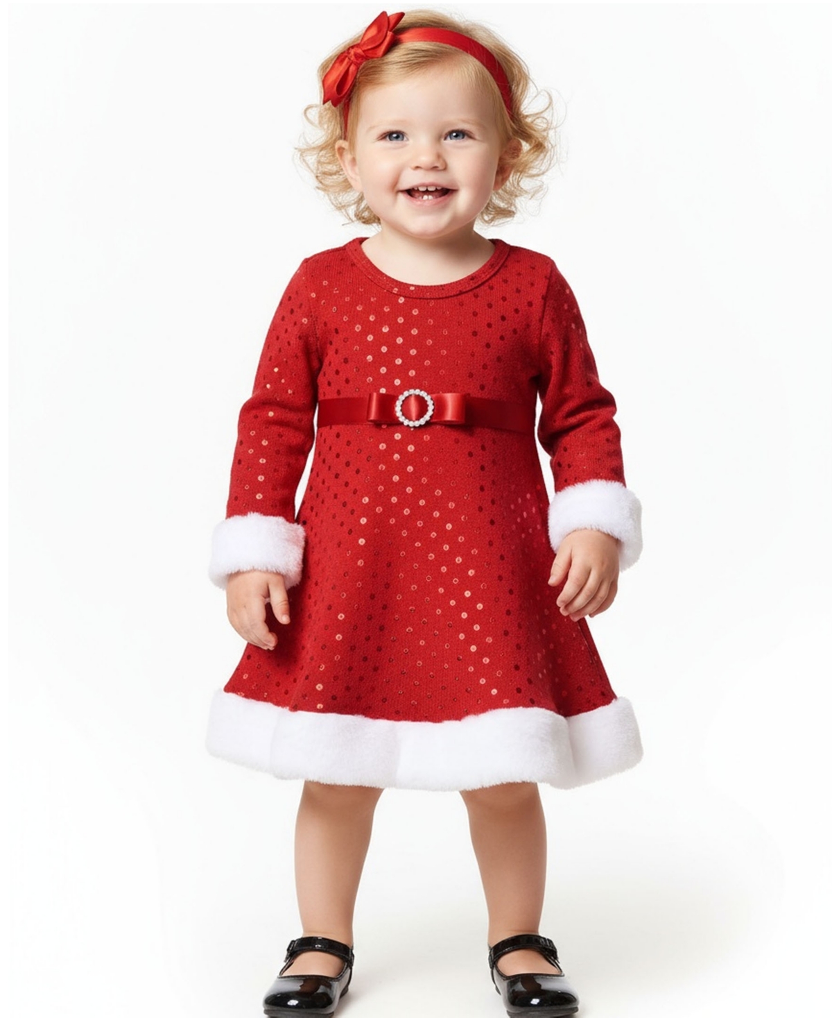 Click here for Bonnie Baby Baby Girls Long Sleeve Foiled Dot Sant... prices