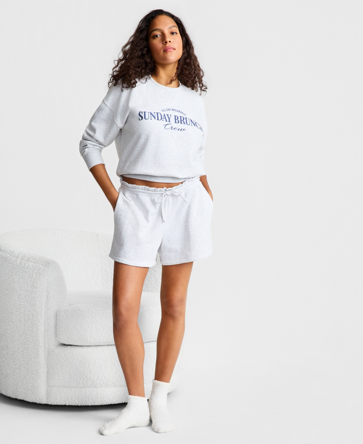 Click here for State of Day Womens Paperbag-Waist French Terry Sh... prices