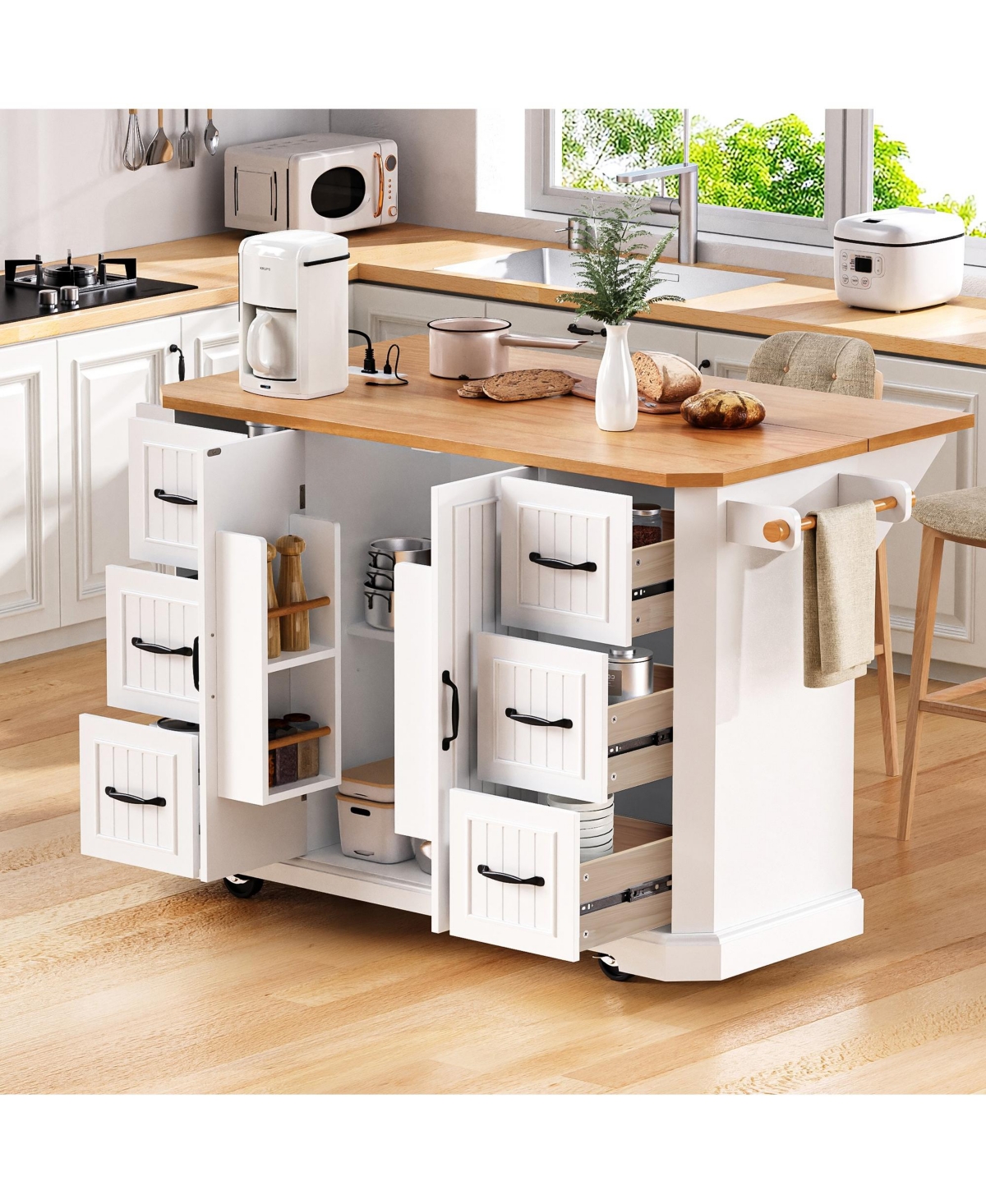 Click here for Casainc 56" Kitchen Island Cart  Drop Leaf  P... prices